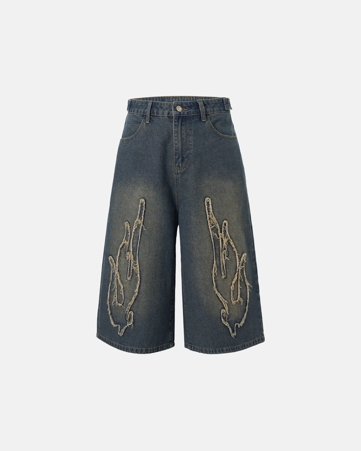 Acid Wash Flame Frayed Jorts | Inflation Streetwear – INFLATION