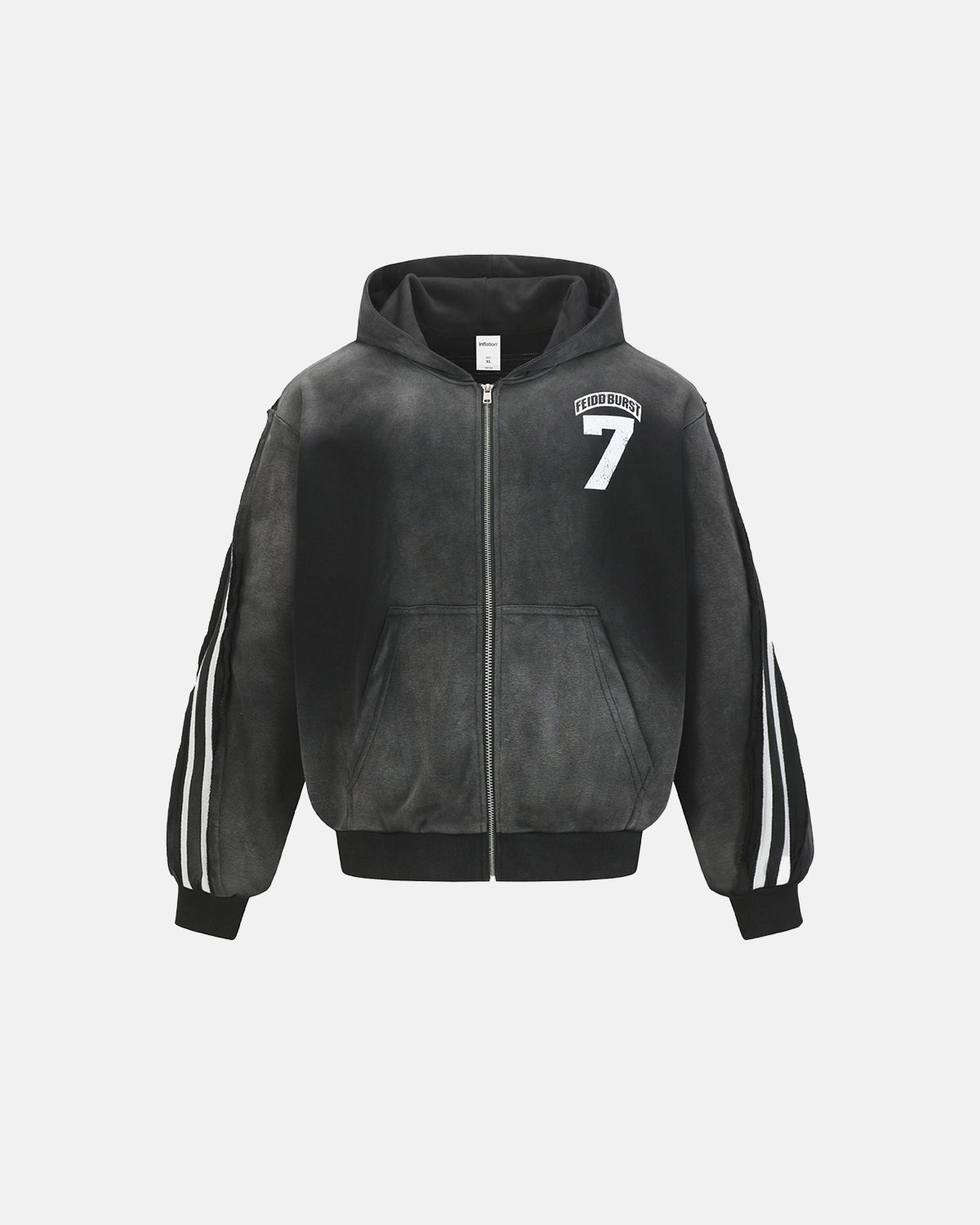 Striped Side Acid Wash Zip Up Jacket | Inflation Streetwear – INFLATION