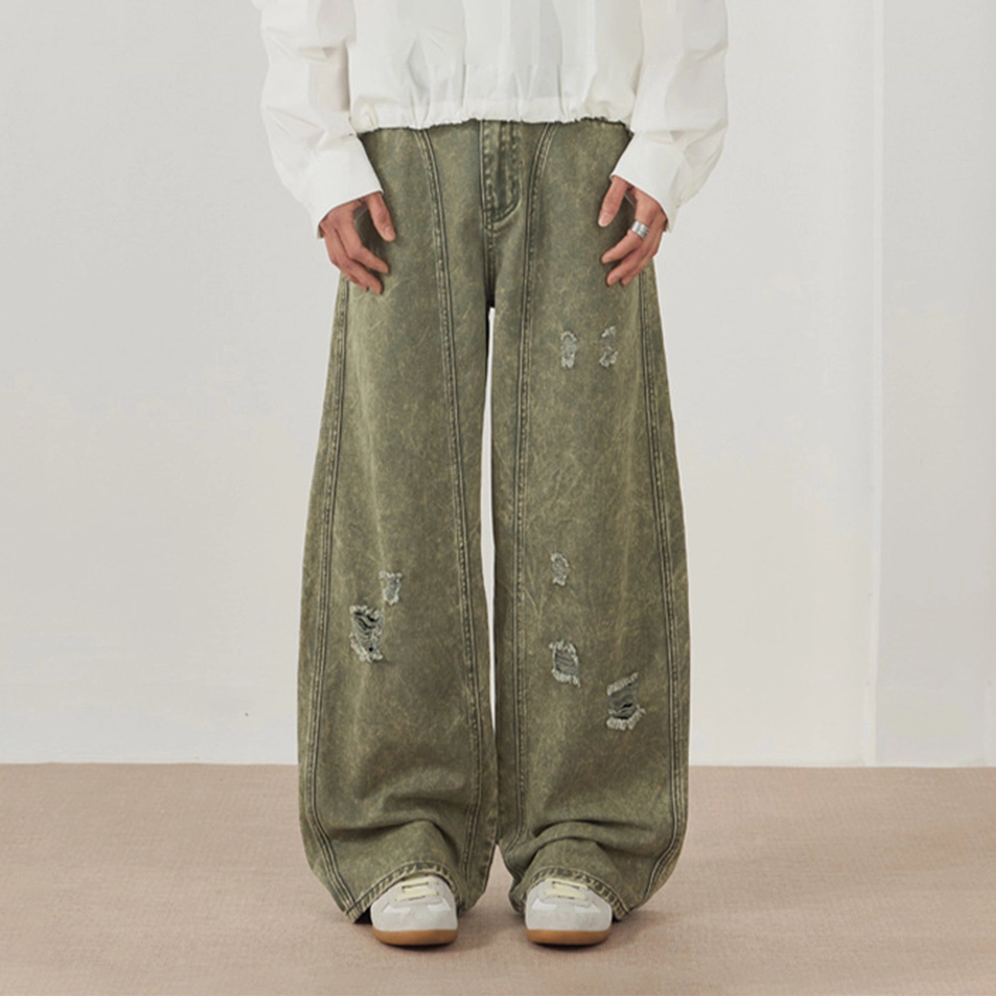 Acid Washed Ripped Baggy Jeans | Inflation Streetwear – INFLATION