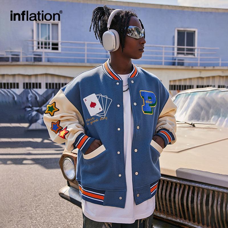 INFLATION Poker & Lucky Embroidery Varsity Jacket