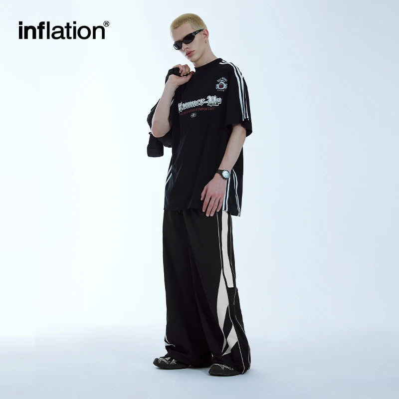 INFLATION Retro Patchwork Wide-leg Track Pants Sportswear