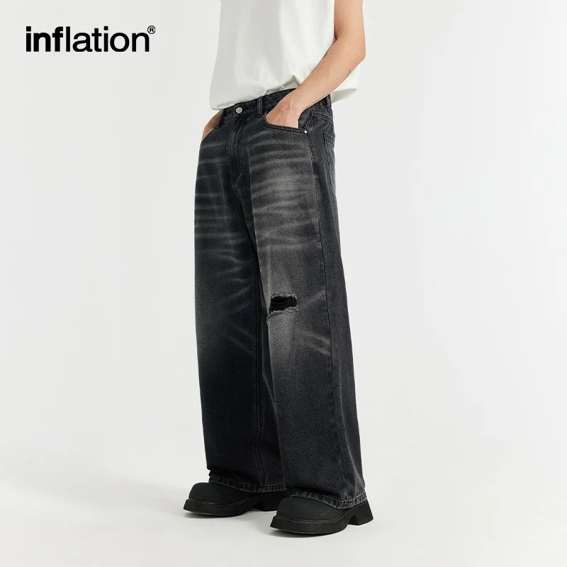 INFLATION Ripped Wide Leg Jeans