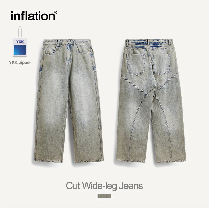 INFLATION Streetwear Irregular Stitching Jeans